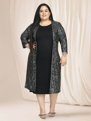 Buy Curve Black Silver Plus Size Pleated shrug Online