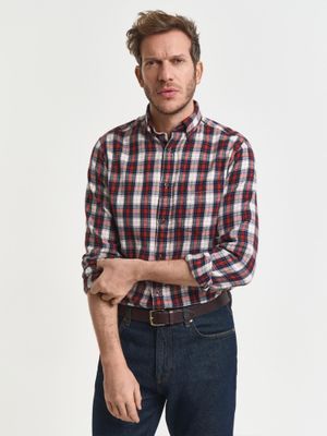 Buy GANT Men Red Windblown Flannel Check Shirt (S) Online