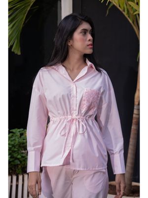 Buy MEHAK MURPANA Baby Pink Embroidered Shirt Online