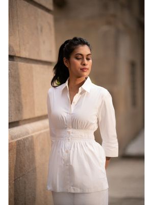 Buy MEHAK MURPANA White Shirt With Elasticated Waist Online