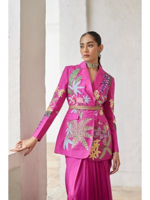 Buy BETRUE Rani Tropical Dream Embroidered Silk Jacket Online