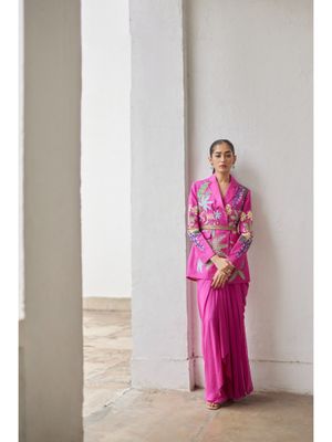 Buy BETRUE Rani Tropical Dream Embroidered Silk Drape Skirt Online