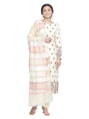 Buy Shingora Dark Beige Woven Design Jacquard Suit Co-Ord (Set of 3) Online