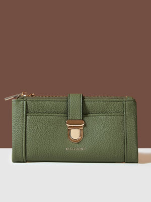 Buy Accessorize London Women's Green Push Lock Wallet Online