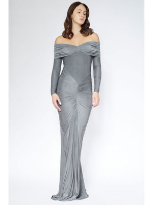 Buy Deme Trudy Grey Solid Gown Online