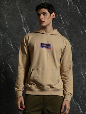 Buy BREAKBOUNCE Beige Trust Your Madness Relaxed Fit Hoodie Online