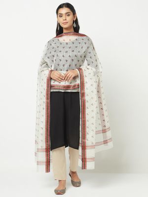 Buy Fabindia Cotton Silk Off White Women Dupatta Online