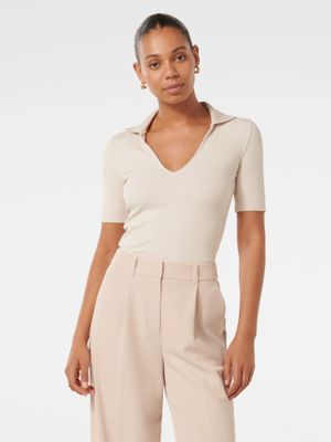 Buy Forever New Pamela Polo V-Neck Top (XXS) Online