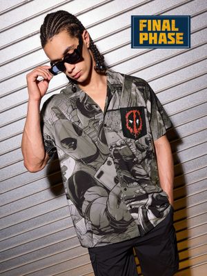 Buy The Souled Store Official Deadpool Monochrome Holiday Shirt (XS) Online