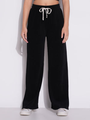Buy SHOWOFF Basic Women Black Solid Parallel Pants (26) Online