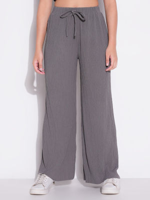 Buy SHOWOFFFF Basic Women Grey Solid Parallel Pants Online
