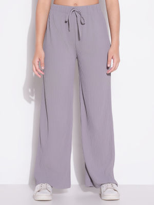 Buy SHOWOFF Basic Women Grey Solid Parallel Pants (26) Online