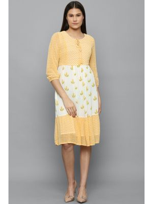 Buy Allen Solly Yellow Printed Dress Online