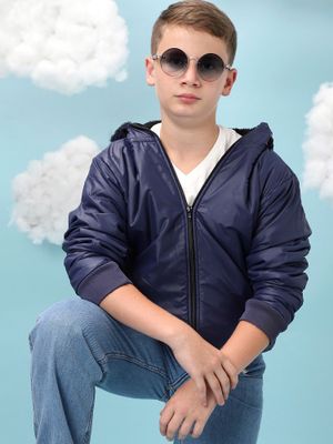 Buy Instafab Boys Indigo Blue Fleece Lined Puffer Jacket Online