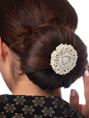 Buy Yellow Chimes Gold-Plated and White Kundan Studded and Pearl Beaded ...