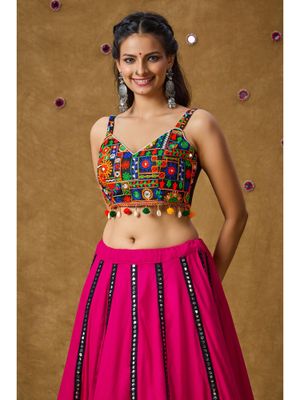 Buy SALWAR STUDIO Black Mirror Work Readymade Padded Blouse (32) Online