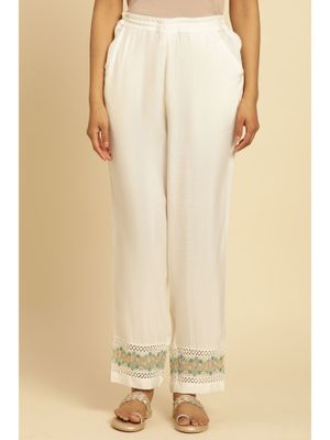 Buy W Solid Straight Pant White Online