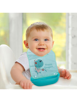 Buy Baby Moo Happy Dragons Premium Waterproof Crumb Catcher Bibs ...