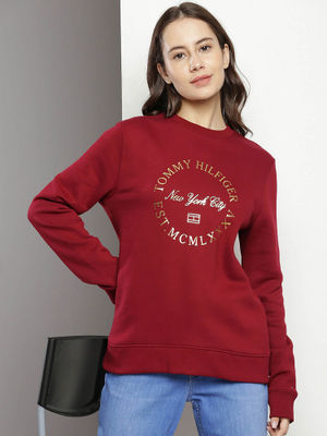 Buy Tommy Hilfiger Women Red Color Sweatshirt (L) Online