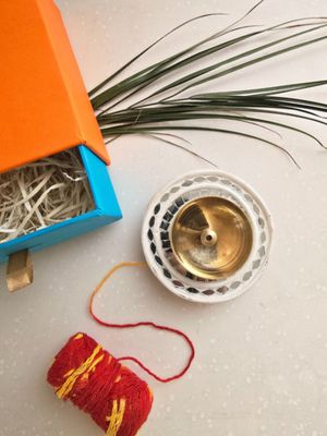 Buy Homearte White Mdf Brass Diya with Box Traditional Decorative Diya ...