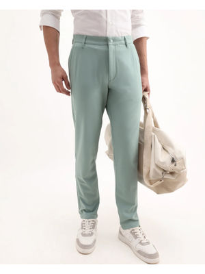 Buy Rare Rabbit Men Driver-Aw25 Pastel Green Polyester Blend Plain ...