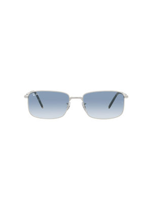 Buy Ray-Ban Silver Sunglasses 0RB3717 Rectangle Silver Frame Blue Lens ...