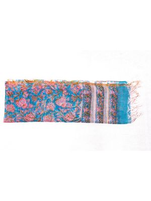 Buy KAHVA Persian Blue Floral Kota Doria Dupatta Online