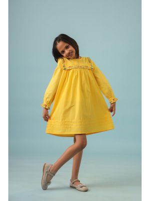 Buy The Little Trunk Yellow Pin Tuck and Embroidery Detail Dress (1-2 ...