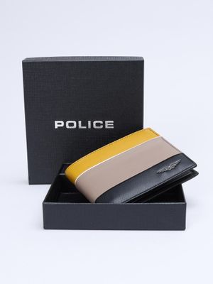 Buy Police Men Leather Colorblock Multi-Color Wallet Online