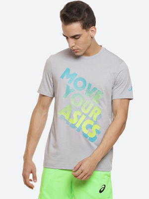Buy Asics Heritage Font Graphic 2 Grey Men Gym & Training T-shirts Online