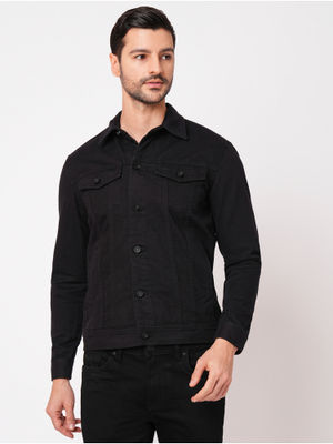 Buy ROOKIES Black Classic Cotton Denim Full Sleeve Slim Fit Comfort ...