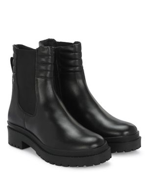 Buy Delize Mens Solid Black Chelsea Boots Online