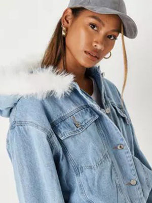 Buy Missguided Faux Fur Hooded Trim Oversized Jacket online