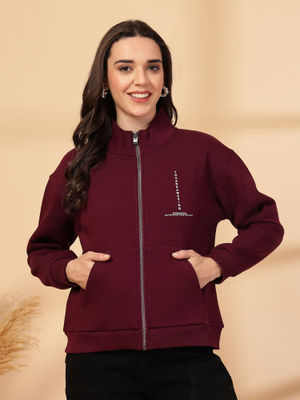 Buy Juelle Women Maroon Graphic Sweatshirt (L) Online