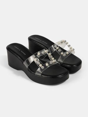 Buy Lemon & Pepper Women Black Wedges (EURO 35) Online