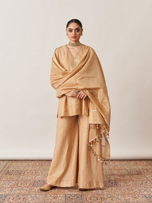 Buy Vaaya The Beige Silk Tissue Chanderi Dupatta Online