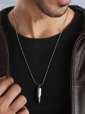 Buy Priyaasi Silver Plated Bullet Drop Chain Necklace for Men Online