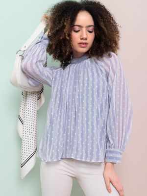 Buy Faballey Purple Striped Pleated Top Online
