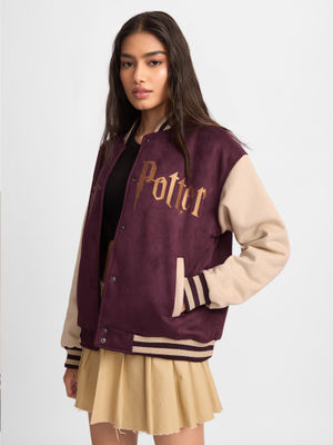Buy The Souled Store Official Harry Potter: Hogwarts Women Varsity Wine ...
