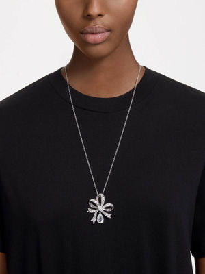 Buy SWAROVSKI Rhodium Plated Large Bow White Hyperbola Pendant Necklace ...