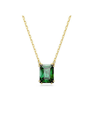 Buy SWAROVSKI Gold Plated Rectangular Cut Green Stella Pendant Necklace ...