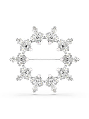Buy SWAROVSKI White Rhodium Plated Mixed Cuts Snowflake Idyllia Brooch ...