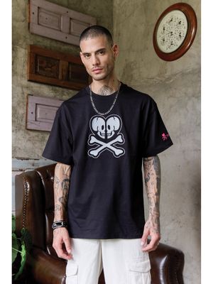 Buy Bonkers Corner Men Black Cotton Graphic Regular Fit T-Shirt (XXS ...