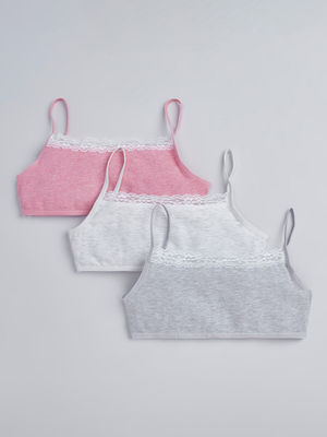 Buy Hopscotch Girls Multi Coloured Lace Sleeveless Bras - Pack of 3 (7 ...