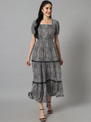 Buy The Vanca Black & White Woven Maxi Dress online