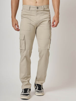 Buy AM SWAN Premium Cotton Beige Cargo Pant Online