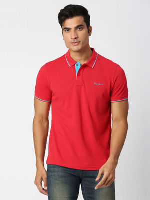 Buy Pepe Jeans Maxton Red Solid Polo T-Shirt Online