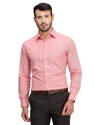 Buy Raymond Men Slim Fit Cotton Solid Red Formal Shirt Online
