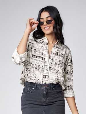 Buy The Souled Store Peanuts Comic Print Women Boyfriend Shirt Online