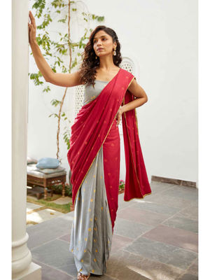 Aapro Label Pre-draped saree : Buy Aapro Label Carnation Pre Draped ...